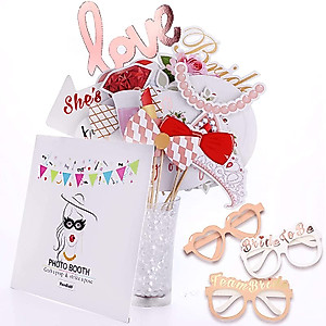 Alifeotime Bridal Shower Photo Props, Bride to Be Wedding Photo Booth Props - 23 Pcs, Rose Gold Bachelorette Party Decorations, Miss to Mrs Party Gift Accessories Wedding Favor Supplies, 30TH-PD-01
