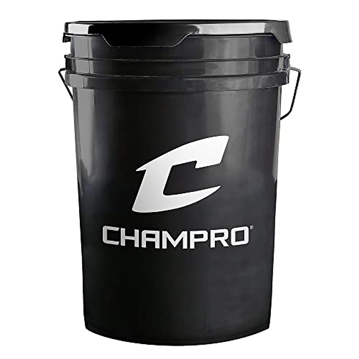 CHAMPRO CBB-200D Full Grain Leather Cover Baseballs with Cosmetic Blem in a Black Bucket – 30 Balls and one Rods Can Sleeve Included