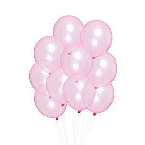 AnnoDeel 100pcs Crystal Pastel Clear Balloon, 12 inch Thick Transparent Party Latex Balloon for Wedding Birthday Baby Shower Party Decoration (Pink)