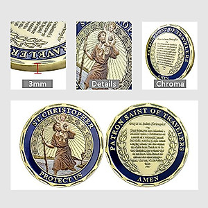 Patron Saint of Travelers Prayer Commemorative Coin St Christopher Challenge Coin for Travelers