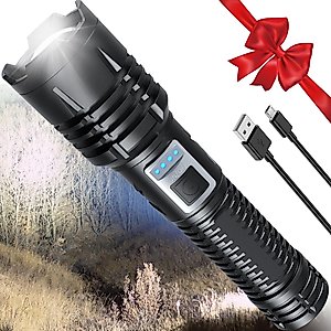 Zavuxo Rechargeable LED Flashlights high lumens,100000 Lumens Super Bright Tactical Flashlights,Waterproof Handheld Flashlight with 5 Mode,Built-in Battery,Zoomable for Emergencies Camping