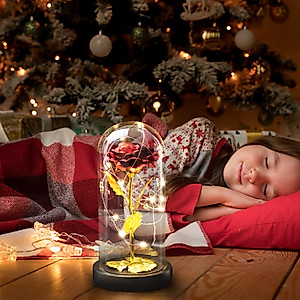 AUGOLA for Her Galaxy Rose, Forever Rose in Glass Dome Rainbow, Unique Love Flower Gifts for Her, Girlfriend, Wife, Mom, Grandma, Women Gifts for Valentines Birthday Mother's Day