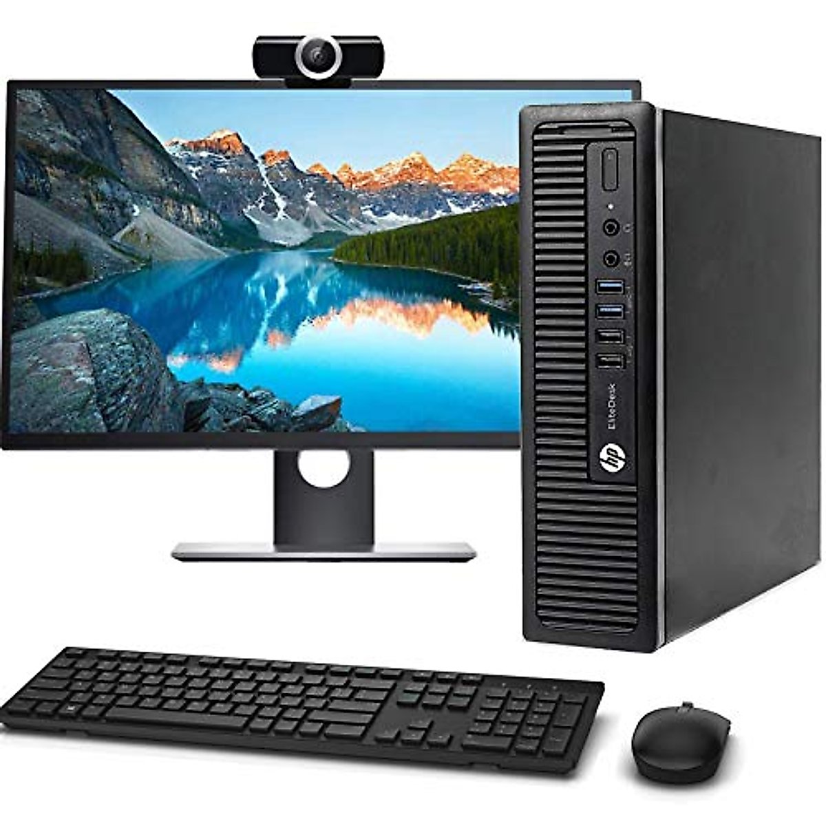 HP 800 G1 USFF Computer Desktop PC, Intel Core i5 3.2GHz Processor, 8GB Ram, 250GB Hard Drive, WiFi | Bluetooth, 1080p Webcam, Wireless Keyboard & Mouse, 20 Inch Monitor, Windows 10 (Renewed)
