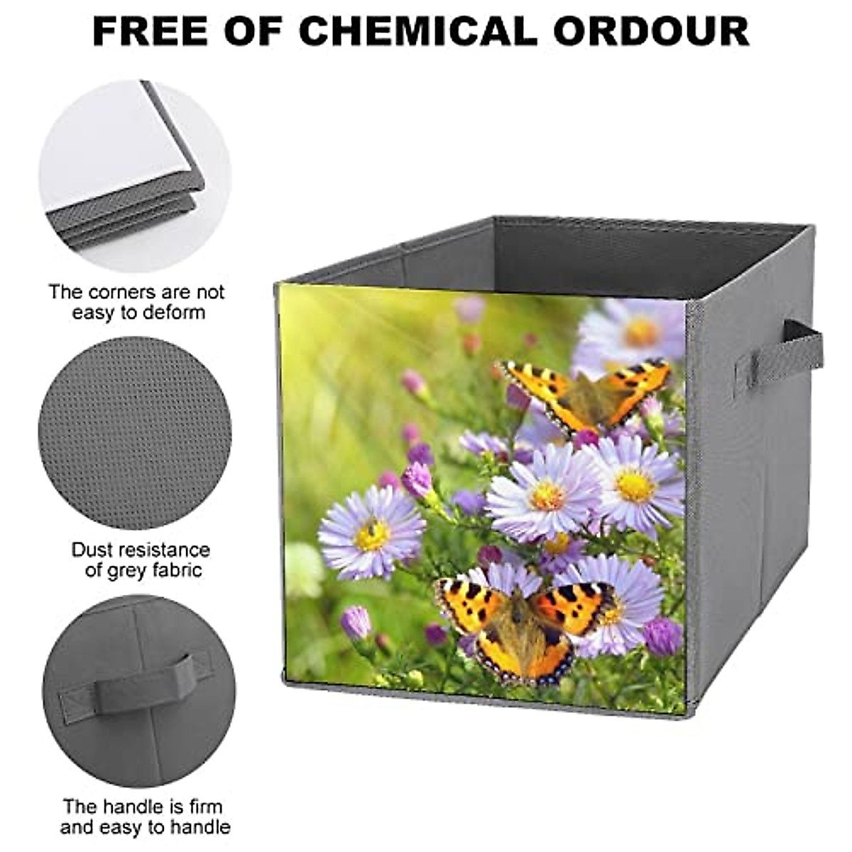 Pansies and Butterfly Collapsible Storage Bins Basics Folding Fabric Storage Cubes Organizer Boxes with Handles