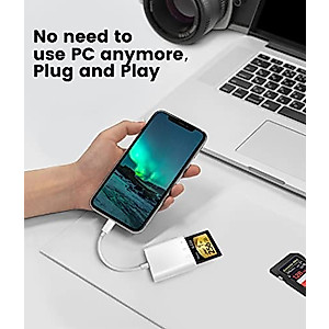 SD Card Reader for iPhone iPad,Oyuiasle Trail Game Camera SD Card Viewer with Dual Slot for MicroSD/SD,Photography Memory Card Adapter,Plug and Play