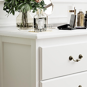 HOUROM White Dresser, Modern Farmhouse 6 Drawer Double Dresser for Bedroom Adults & Kids with Vintage Gold Pulls, Wide Dressers & Chests of Drawers, 6 Drawer Dressers for Hallway, Antique White