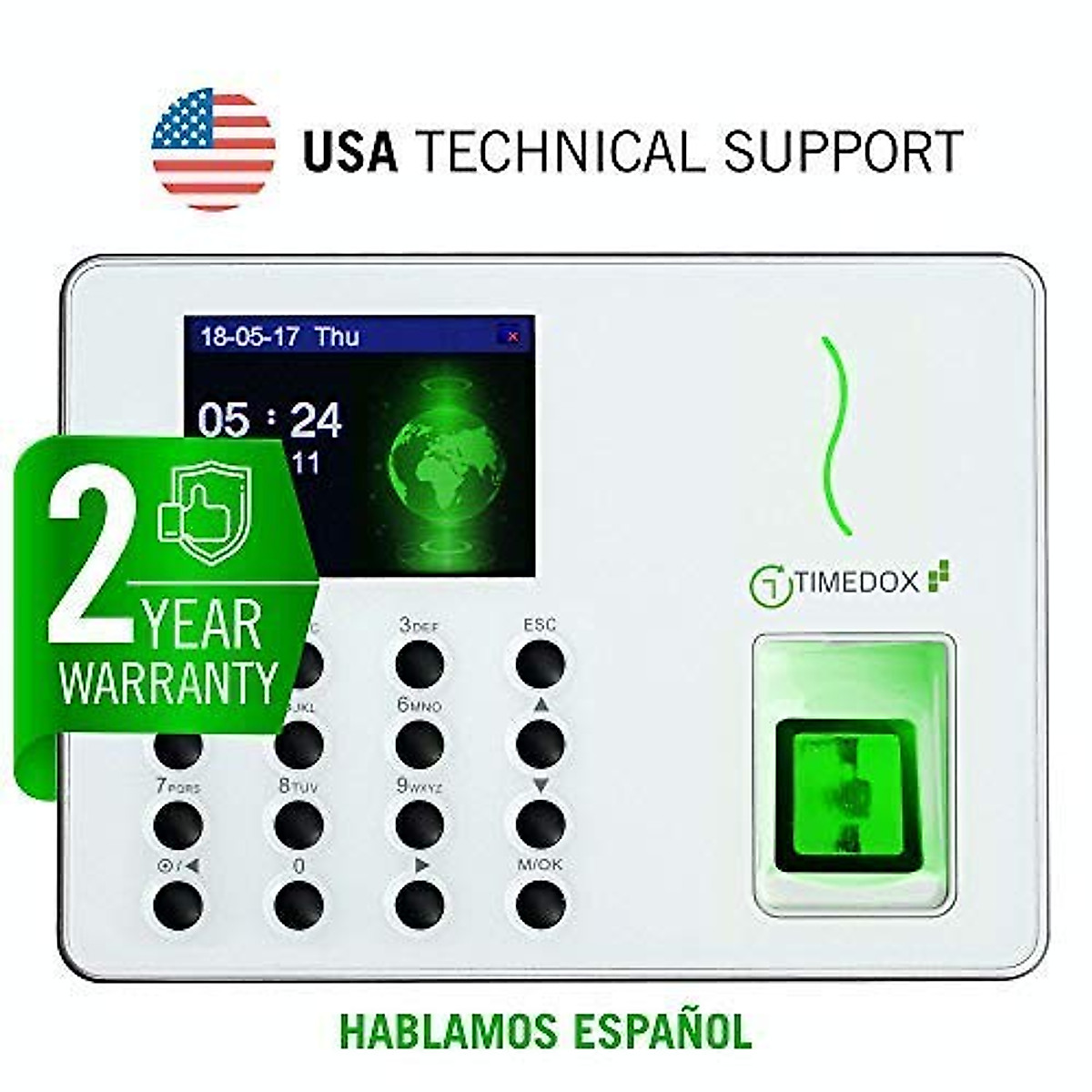 Timedox Silver Snow WiFi Biometric Fingerprint Time Clock Bundle, Including Software, 0 NO Monthly Fees, 180 Days Live Support, Free Unlimited Backup and Storage, 2-Yr Warranty