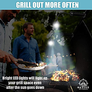 Revive Outdoors BBQ Grill Light with LED Lights & Magnetic Base - Accessory for Outdoor Cooking on Grill, Smoker, or Griddle & Grilling Gift for Men