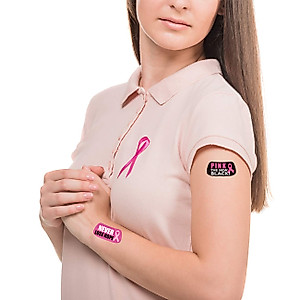 Breast Cancer Awareness Face Tattoos Temporary - Pink Ribbon /Walk/Football/Run/Fundraising Giveaways Favors 144Ct