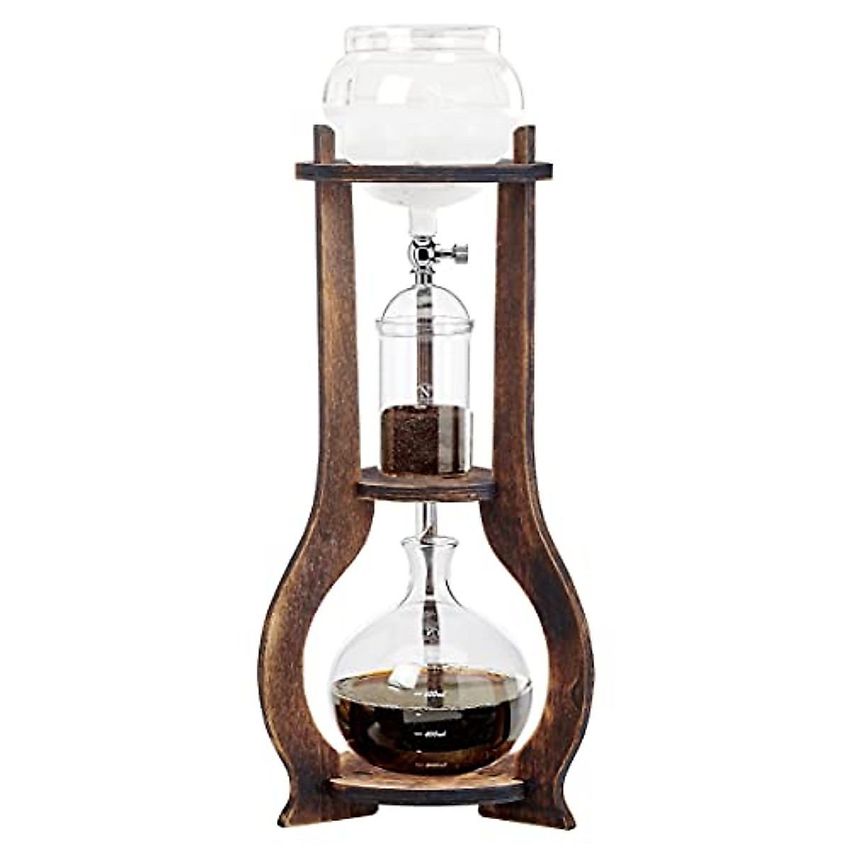 Nispira Iced Coffee Cold Brew Drip Tower Coffee Maker Wooden, 6-8 cup