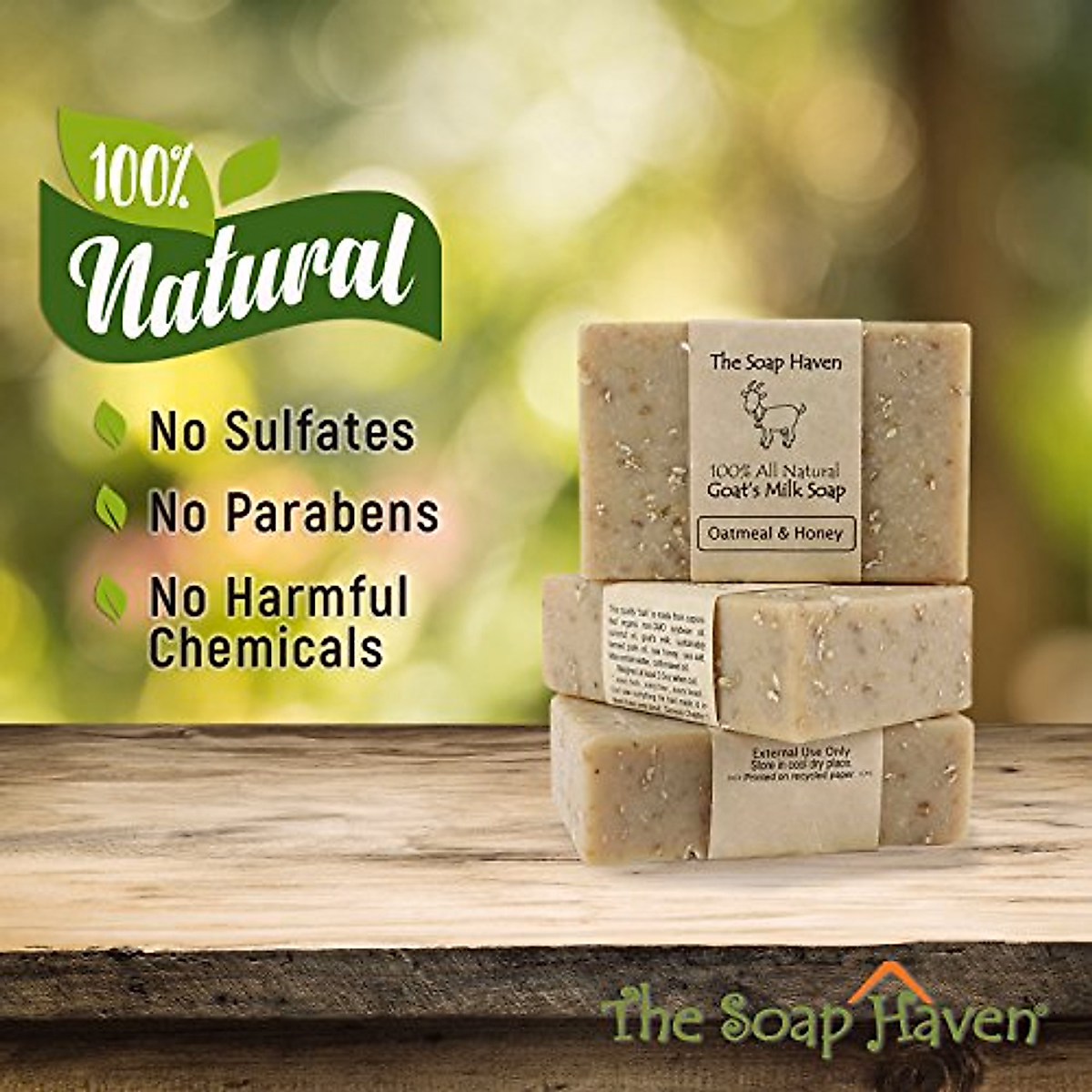 Oatmeal Soap - Pack of 4 Oatmeal & Honey, Goat Milk Soap Bars. All Natural, Unscented Soap - Wonderful for Sensitive Skin and Suitable for All Skin Types. SLS Free, NO Parabens. Handmade in USA.