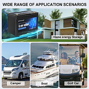 Lifepo4 Battery 100Ah 1280Wh Lithium Batteries 12v 4000+ Deep Cycle Built-in 100A BMS Perfect for Backup Power Home Energy Storage,RV, Marine Boat,Trolling Motor, Golf Cart,Solar,Off-Grid