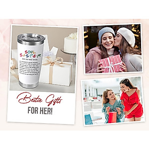 TEEZWONDER Soul Sister Gifts for Women - Stainless Steel Insulated Coffee Tumbler With Lid 20 Oz - Birthday Mothers Day Gifts for Friendship Women Friend BFF Female Work Bestie Coworkers