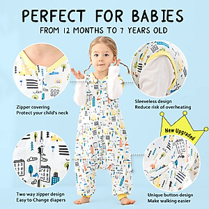 WONDAY Toddler Sleep Sack, Sleep Sack 2t-3t, Sleep Sack Baby Wearable Blanket, Sleeping Bag Summer Toddler Baby Sleep Sacks with Feet, Sleeveless Soft Toddler Sleeping Sack
