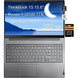 Lenovo ThinkBook 15 Gen 3 ACL 15.6" FHD (AMD 8-Core Ryzen 7 5700U (Beat i7-1165G7), 32GB RAM, 1TB PCIe SSD) Business Laptop, Backlit KB, Fingerprint, Webcam, IST SD Card, Win 10 Pro/Win 11 Pro