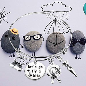 ENSIANTH Let’s Go Fly A Kite Bracelet Practically Perfect in Every Way Mary Poppins Inspired Jewelry Expandable Bangle Gifts For Her (Let’s Go Fly A Kite Bracelet)