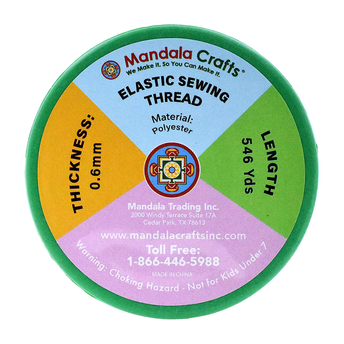 Mandala Crafts White Shirring Elastic - 0.6mm 546 Yards Fine Thin Stretch Thread for Sewing & Knitting Machines