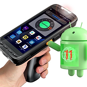 Android 11 9000mAh Barcode Scanner with Pistol Grip IP65 Rugged PDA Handheld with Zebra SE4710 Scanner, NFC 3G 4G Bluetooth GPS Wi-Fi QR 1D 2D Barcode Scanner, Removable Battery