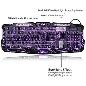 LED 3 Color Backlight/Crackle M-200 Multimedia Ergonomic USB Gaming Keyboard