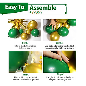 Green and Gold Balloon Arch Kit, Forest Dark Emerald Green Balloons Metallic Gold Balloons for Birthday Forest Theme Baby Shower Wedding Graduation Party Decorations