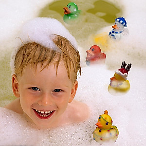 QINGQIU 24 Pack Christmas Rubber Ducks Jeep Bath Toys for Kids Boys Girls Toddlers Christmas Party Favors Stocking Stuffers Gifts