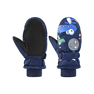 Century Star Winter Lined Fleece Toddler Mittens Waterproof Snow Mittens for Toddler Girls Boys Kids Snow Gloves Ski Alligator Navy 2-4T