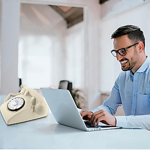 Sangyn Retro Rotary Telephone 1960's Style Old Fashioned Vintage Home Phone with Mechanical Ringer and Speaker Function