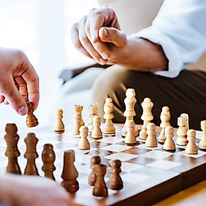 80 Pieces Wooden Checkers Pieces Handcrafted Chess with Drawstring Storage Pouch Classic Wooden Chess Game Set Board Games Accessories in 2 Styles, 2 Colors