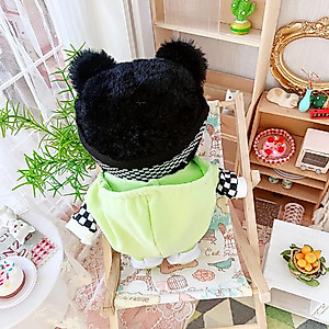 niannyyhouse 20cm Plush Doll Clothes Headwear Hoodie Pants Shoes Loose Cave Bear Set 8in Soft Stuffed Plush Toy Dress Up (Green)
