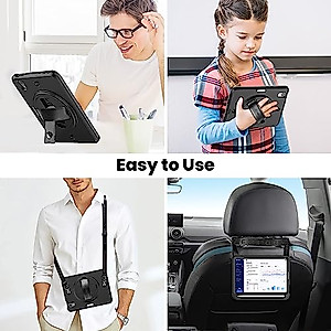 SEYMAC iPad Mini 6 Case 2021 Mini 6th Generation Case, Shockproof Protective Mini 6 Kids Case with Pencil Holder Screen Protector Hand Strap Stand Case for iPad Mini 6th Gen 8.3 Inch 2021, Black