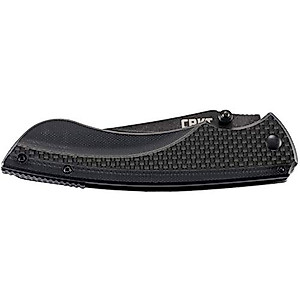 CRKT Burnout EDC Folding Pocket Knife: Everyday Carry Folder with Frame Lock, Drop Point Blade, Black Stonewash Finish, Thumbstud, Assisted Opening, Carbon Fiber and G10 Handle 4123K