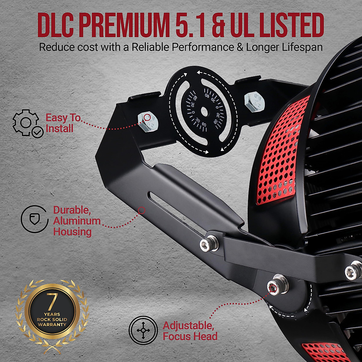 RuggedGrade 277-480V - 500W StadiumPro III LED Stadium Lights - 66,500 Lumen - 5000K - 30 Degree - Slip Fit