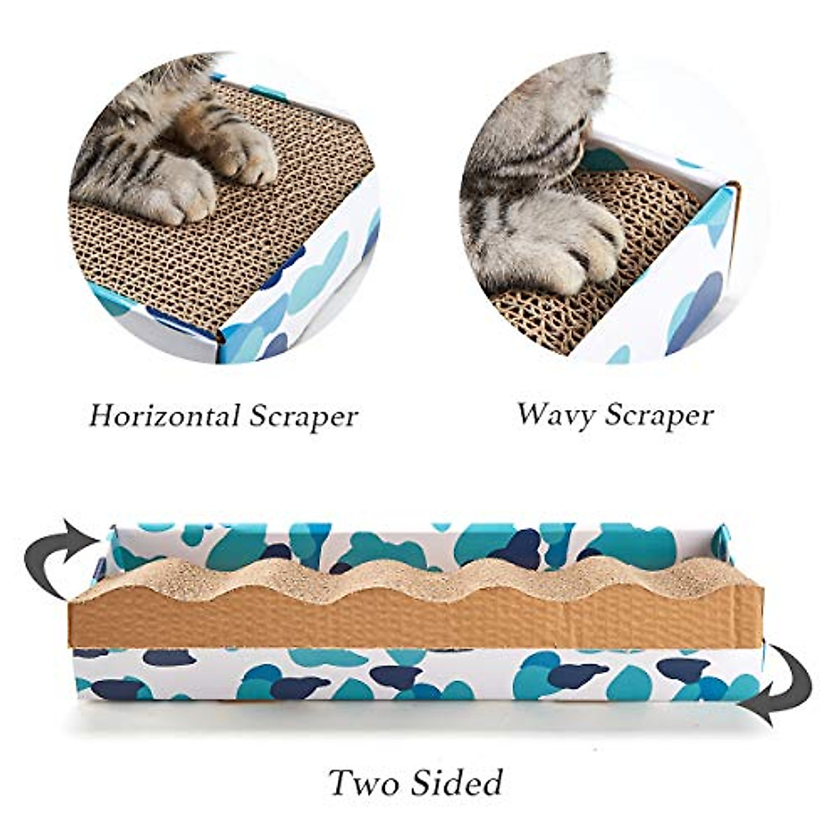 PEEKAB Cat Scratcher Cardboard Reversible Cat cat Scratch Pad Kitty Corrugated Scratching Bed Catnip Included (3 Pack)