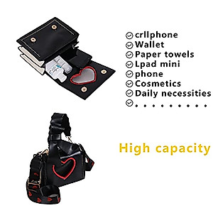 Qiayime Purses and Handbags for Women Fashion Chain Ladies PU Leather Top Handle Satchel Shoulder Tote Little Girls Heart Shaped Bow Bags Kids Purses (black-2)