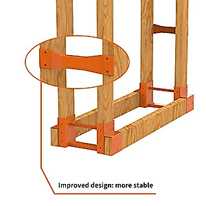 Firewood Log Storage Rack Bracket Kit with Screws Steel Fireplace Wood Storage Holder Outdoor Indoor - Adjustable to Any Length, Rust Proof, Heavy Duty (2 Brackets Kits and 2 Connectors)