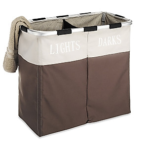 Whitmor Easycare Double Laundry Hamper - Lights and Darks Separator - Java