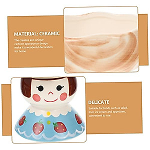 Mikinona Ceramic Doll Tray Ceramic Salad Bowl Oval Tray Extra Large Salad Bowl Trifle Bowl Small Bowls for Ice Cream Cartoon Fruit Plate Food Serving Bowl Footed Dessert Bowls Dessert Cup