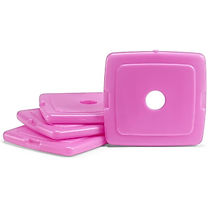 Cool Coolers by Fit & Fresh 4 Pack Slim Ice Packs, Quick Freeze Space Saving Reusable Ice Packs for Lunch Boxes or Coolers, Purple