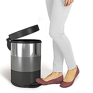 nu steel Stainless Steel Step Garbage Trash Can with Lid: 5 Liter/1.32 gal for The Kitchen, Bathroom, Bedroom, Patio, RV – 3 Tone Finish