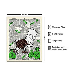 Graffiti Wall Art of Louis Vuitton - Bart Simpson Poster - Banksy Wall Art Set - LV Wall Decor - Money Decorations Wall Decor - Urban Wall Decor - Funny Street Art Mural for Alec Monopoly Fans
