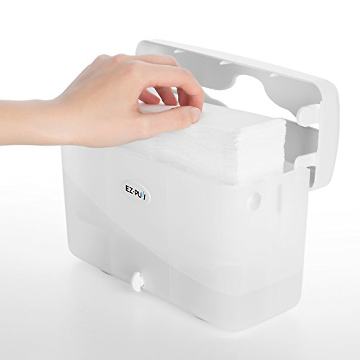 EZ-Pull Countertop SLIMFOLD Hand Towel Dispenser for Kitchen/Bathroom/Office/RV/Airbnb, White 4600-EZ, EZbrnd