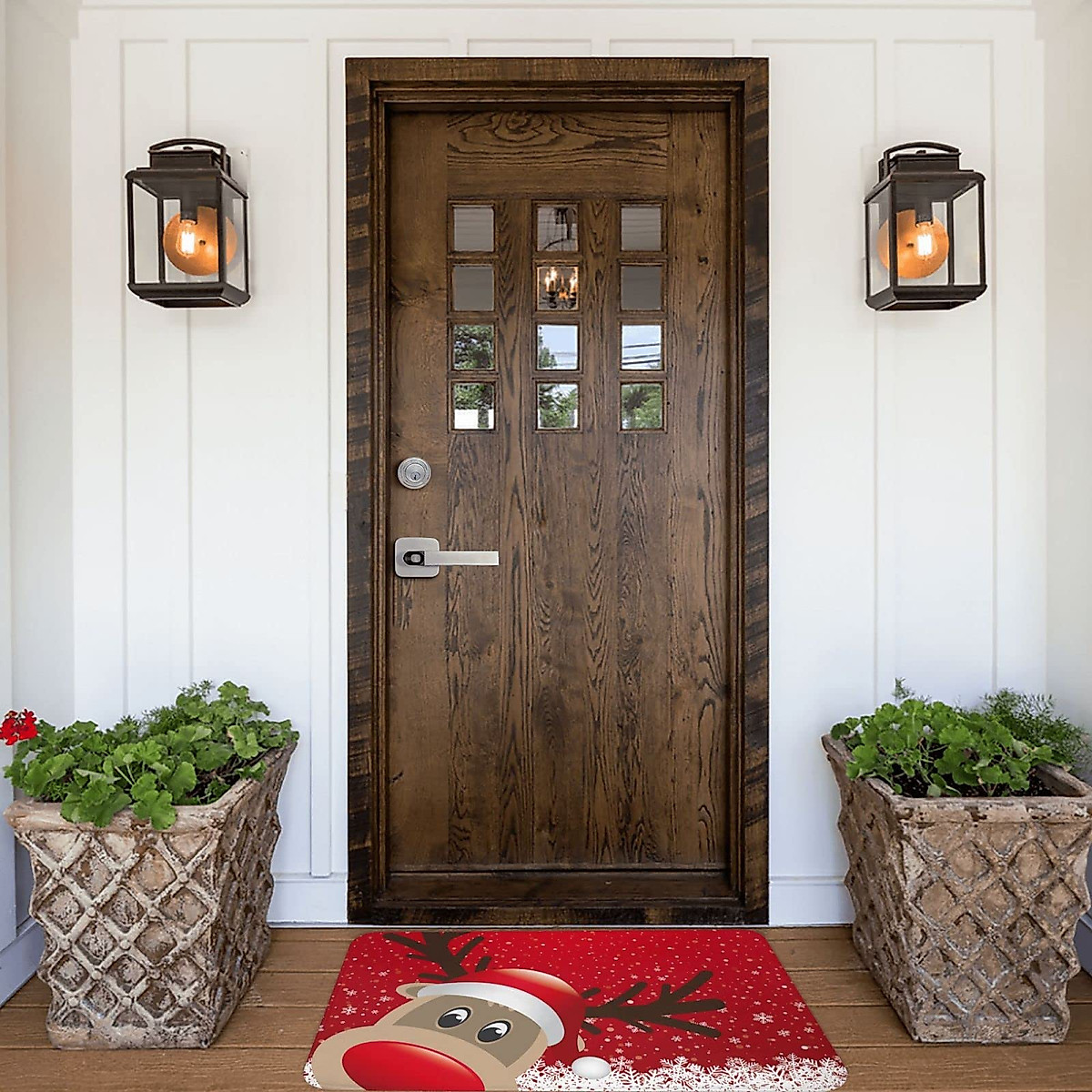 Door Mat 16 x 24 in Merry Christmas Cute Cartoon Elk Print Non-Slip Floor Mats Front Door Welcome Carpet for Indoor Outdoor