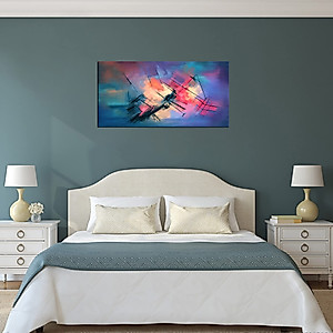 YYYYHPP YP0675 Canvas Wall Art Colorful abstract acrylic painting Wall Art Modern Art on Blue Background Picture Painting for Living Room Bedroom and Office Home Kitchen