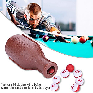 Fockety 16 Numbered Rubber Pool Dice, Great Brown Shaker Bottle, for Kelly, Pea and Pool and Others