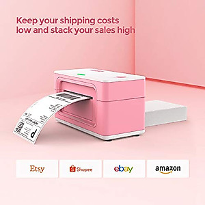 MUNBYN Eco-Friendly Packaging Thermal Printer for Shipping Labels, Pink Label Printer for Small Business Compatible with UPS, USPS, Etsy, Amazon, Ebay, Shopify, FedEx,