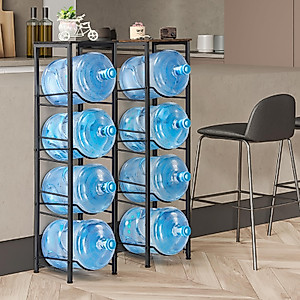 5 Gallon Water Bottle Holder with Storage Shelve, Water Jug Holder Water Jug Rack Water Jug Stand, Water Bottle Organizer for Office, Kitchen, Living Room Brown