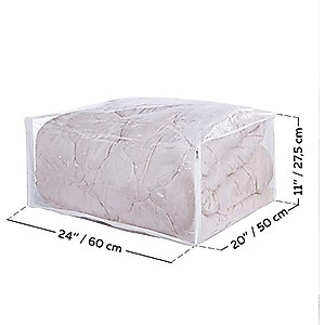 DiClavus Set of 2 Zippered Vinyl Storage Bag, 24x20x11 Inch, Clothes Bag Organizer, Space Saver PVC Comforter Clear Storage Bags for Blanket