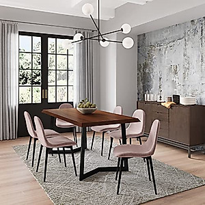 SIMPLIHOME Alpine Mid Century Modern Dining Chair (Set of 2) in Rose Velvet Fabric, For the Dining Room