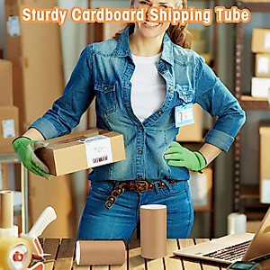 Yeaqee 20 Pack Mailing Tubes with Caps Poster Holder Tube 3 x 6 Inch Round Cardboard Mailers for Artwork Advent Calendars Classroom Craft Shipping DIY Projects Gifts Packing Maps Packaging, Brown