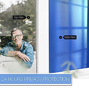 HIDBEA Frosted Window Privacy Film - Non Adhesive Static Cling Glass Stickers Sun UV Blocking Heat Control Door Covering Decals for Home Office(17.5 x 78.7 Inch, Frosted Blue)
